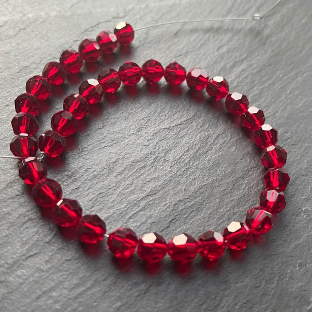 Faceted Red Crystal Strand, Red Crystals, "siam" Red Crystal Beads, Red ...