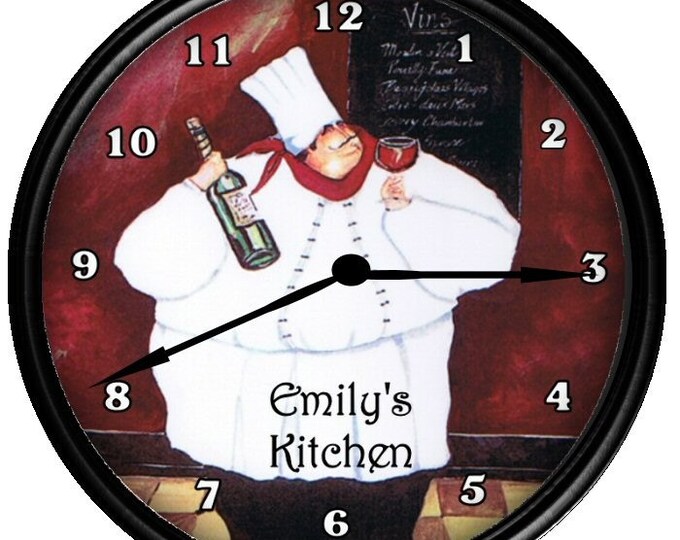 Personalized Fat Chef Bistro Kitchen Wall Clock Gift - Etsy