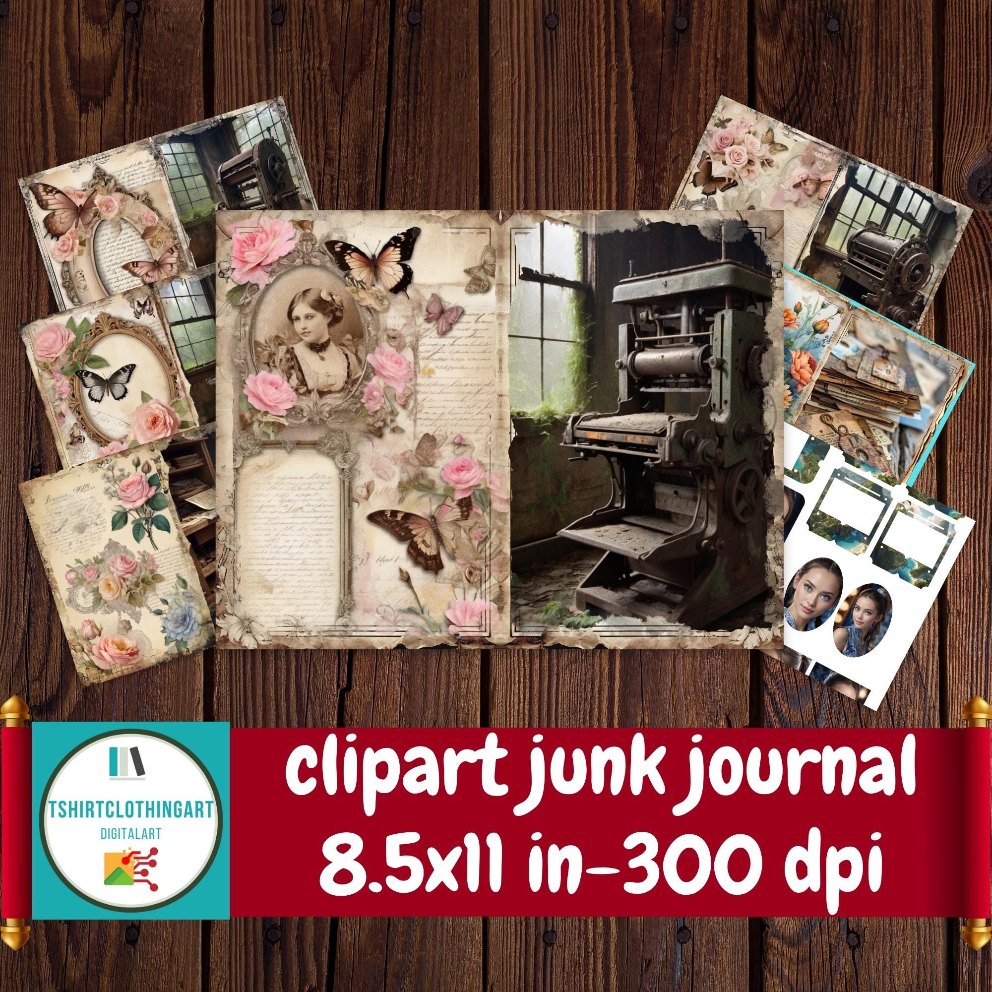 Clipart Junk Journal, Digital Collection,stamp Making Machine ...