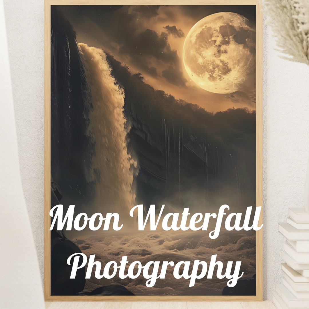 Moon Waterfall Photography - Etsy