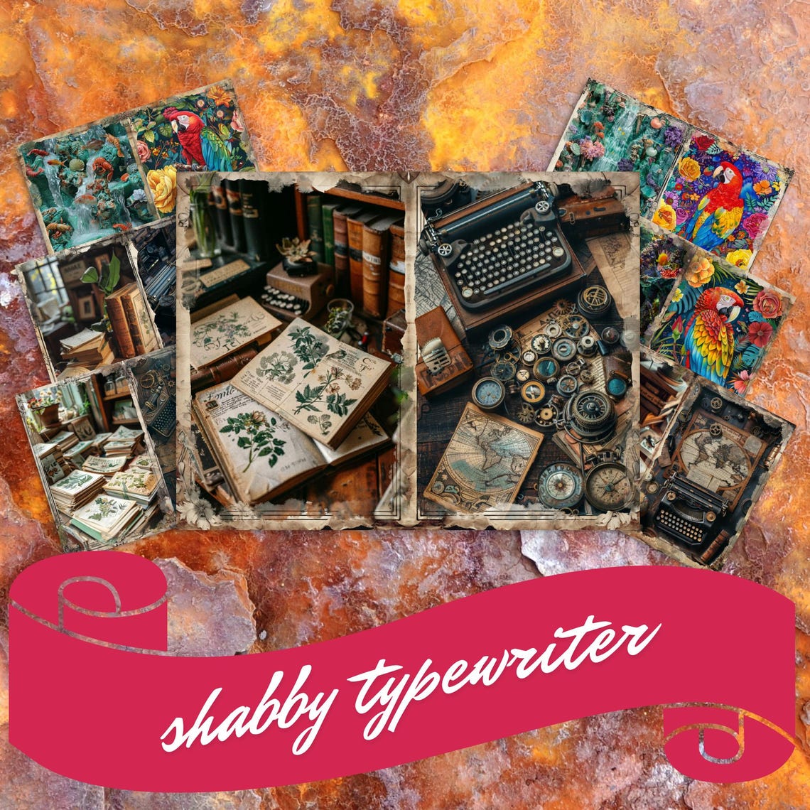 Junk Journal Shabby Typewriter Printable Ephemera Scrapbooking Vintage ...