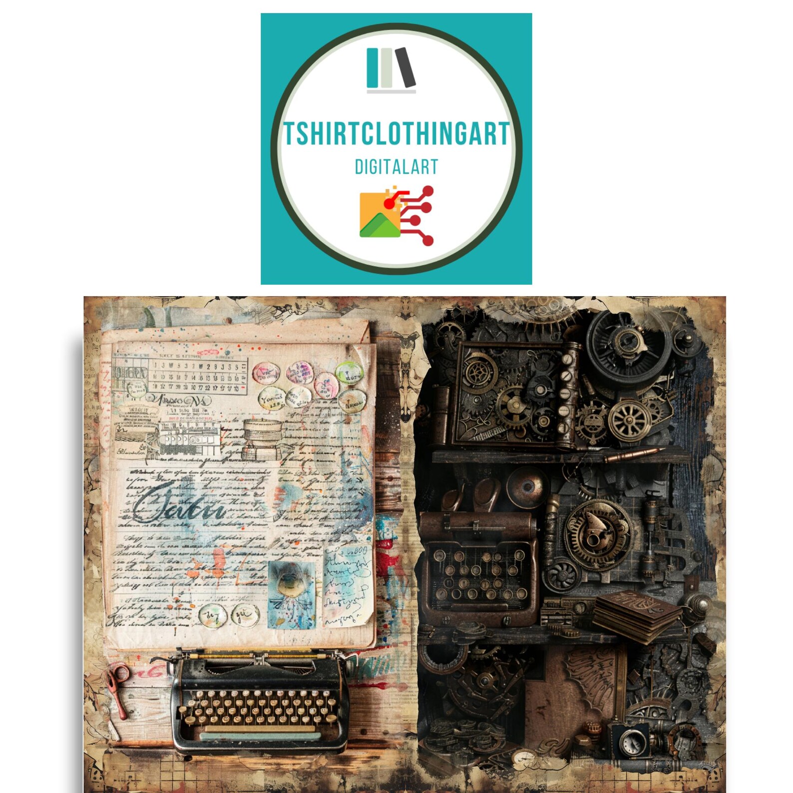 Junk Journal Shabby Typewriter Printable Ephemera Scrapbooking Vintage ...