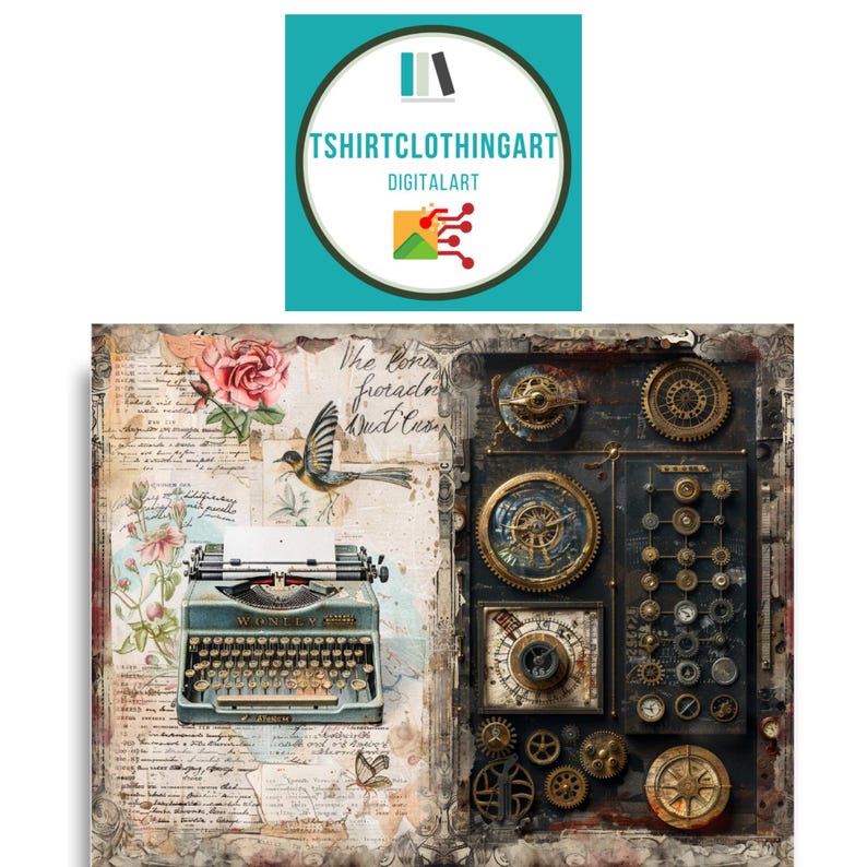 Junk Journal Shabby Typewriter Printable Ephemera Scrapbooking Vintage ...