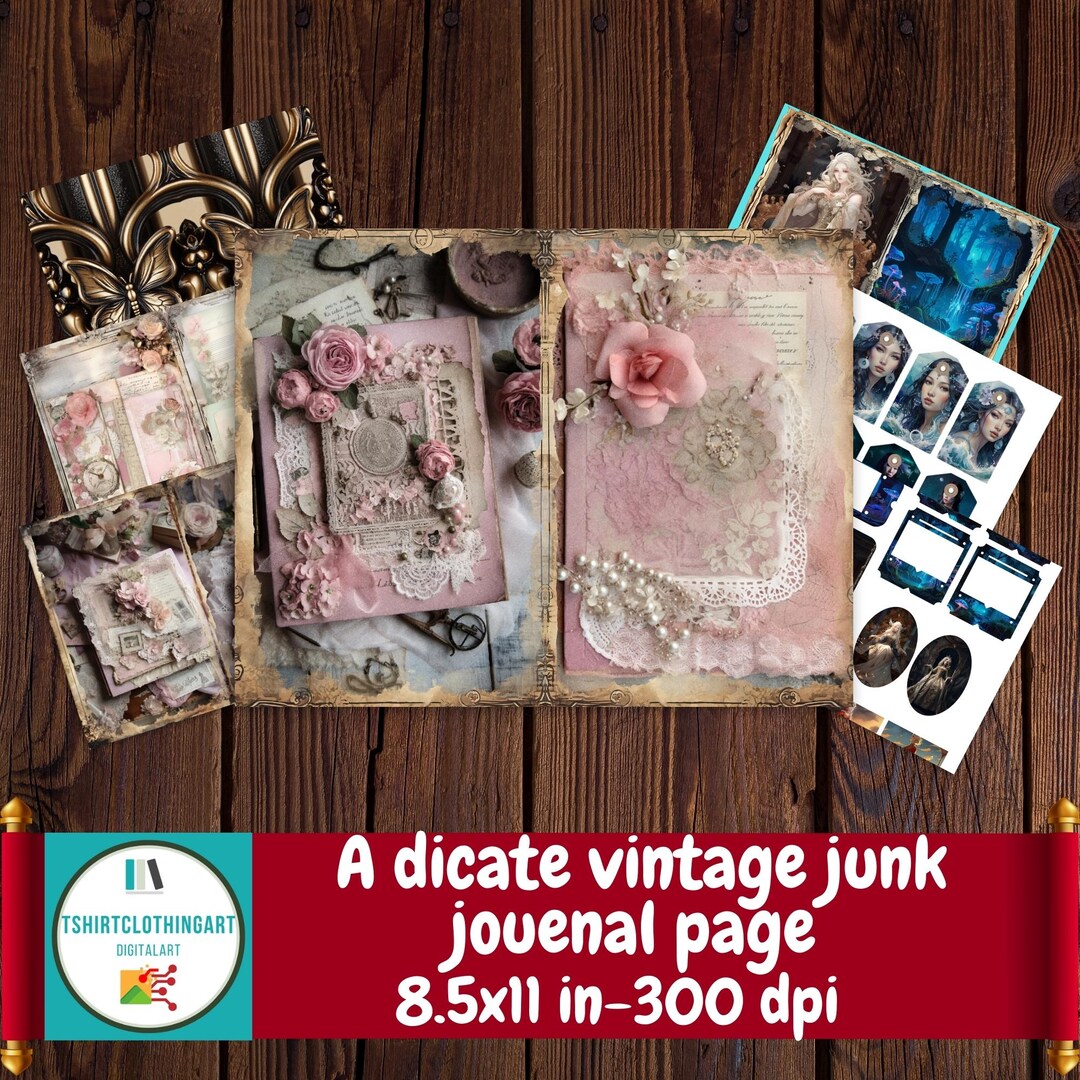 A Delicate Vintage Junk Jouenal Page, Vintage, Shabby, Backing, Paper ...