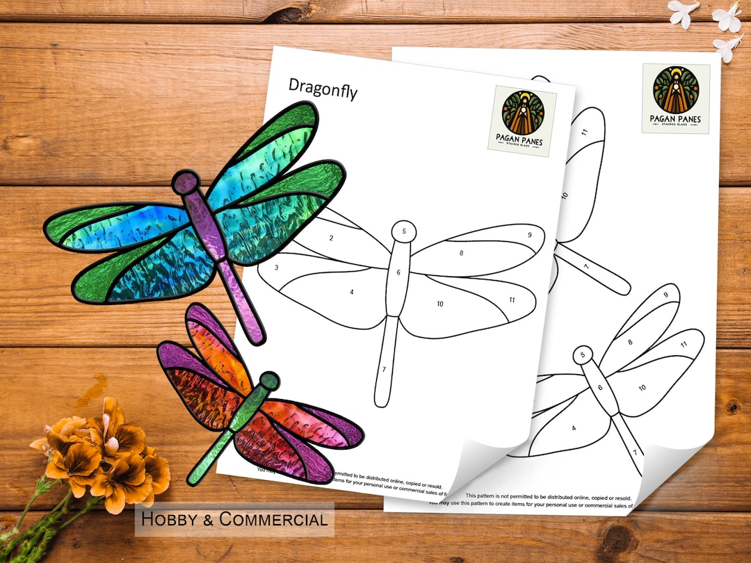 Dragonfly Stained Glass Pattern, Stained Glass Pattern, Digital ...