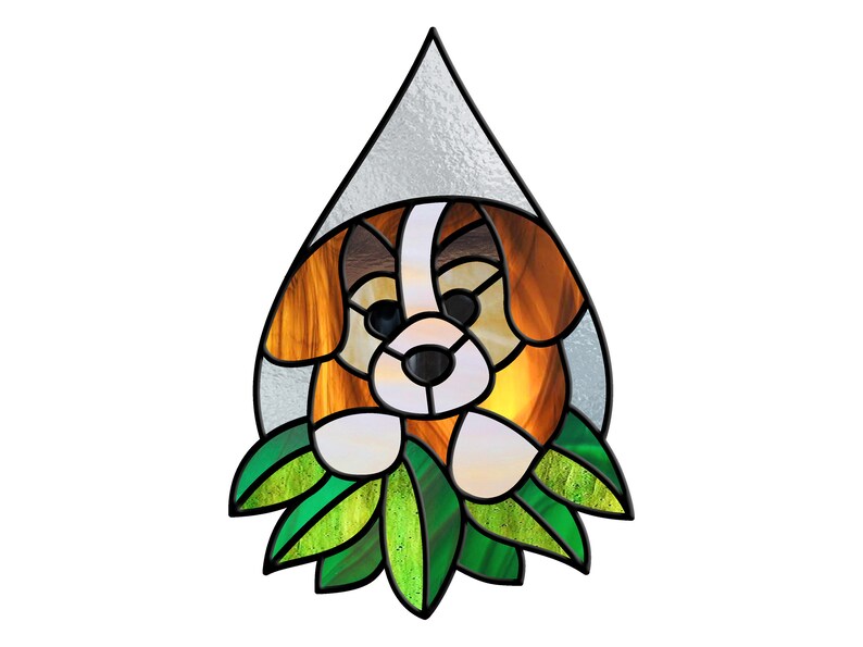 Playful Puppy Stained Glass Pattern, Suncatcher, DIY Stained Glass ...