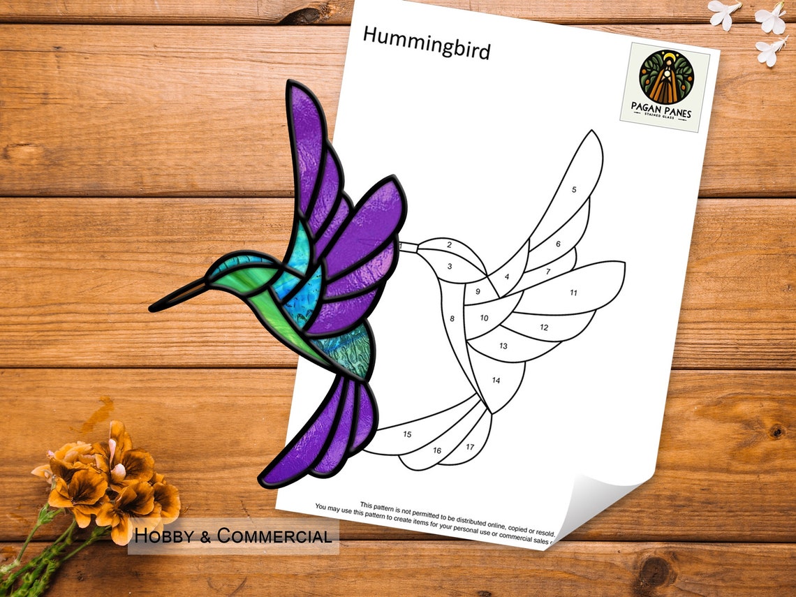 Hummingbird Stained Glass Pattern, Stained Glass Pattern, Digital ...