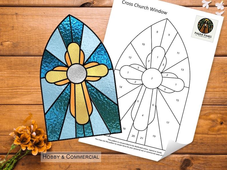 Cross Church Window Stained Glass Pattern, Suncatcher, DIY Stained ...
