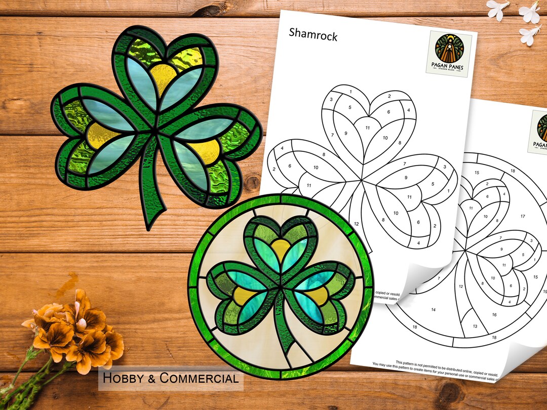 Shamrock Stained Glass Pattern, Stained Glass Pattern, Digital Download ...
