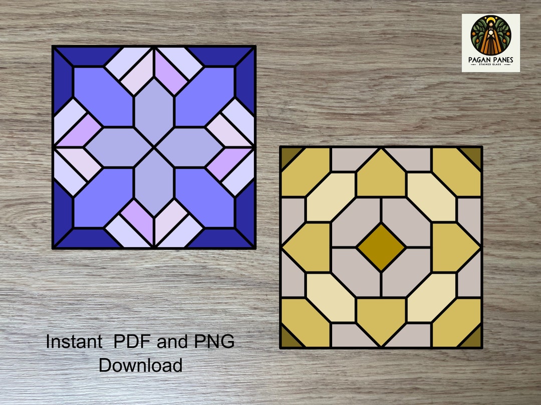 Geometric Tiles, Stained Glass Pattern, Suncatcher, DIY Stained Glass ...