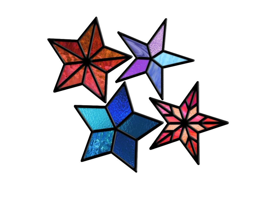 5 Point Stars, Stained Glass Pattern, Christmas Star, Suncatcher, DIY ...
