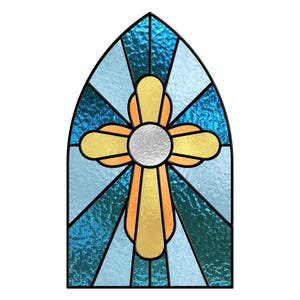 Cross Church Window Stained Glass Pattern, Suncatcher, DIY Stained ...