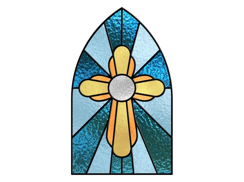 Cross Church Window Stained Glass Pattern, Suncatcher, DIY Stained ...