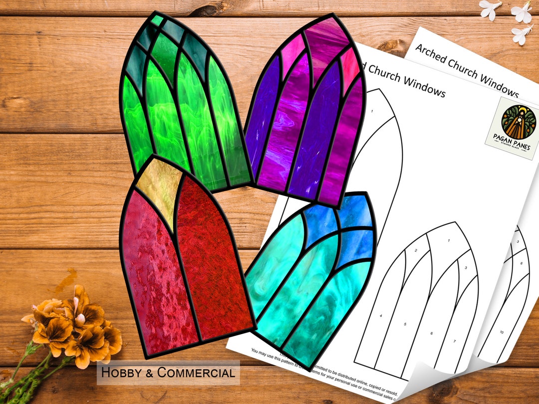 Church Window Stained Glass Pattern, Suncatcher, DIY Stained Glass ...