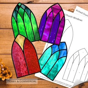 Church Window Stained Glass Pattern, Suncatcher, DIY Stained Glass ...