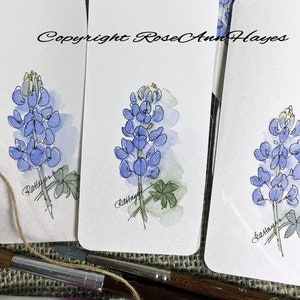 Bluebonnet Bookmarks Set of Six Watercolor Hand-painted - Etsy