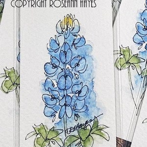 Bluebonnet Bookmarks Set of Six Watercolor Wildflowers, Texas, Gift for ...