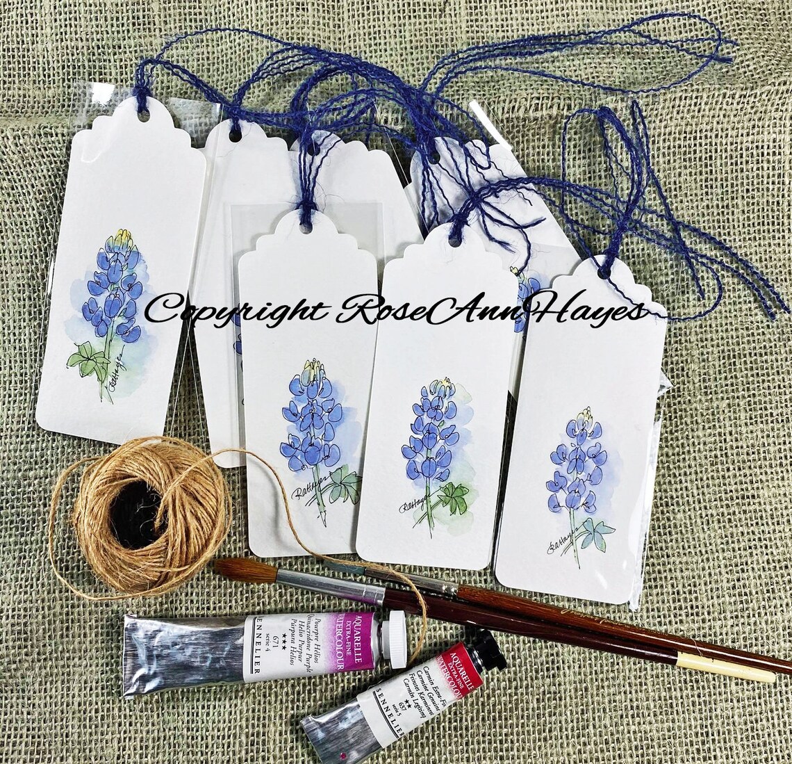Bluebonnet Bookmarks Set of Six Watercolor Hand-painted - Etsy