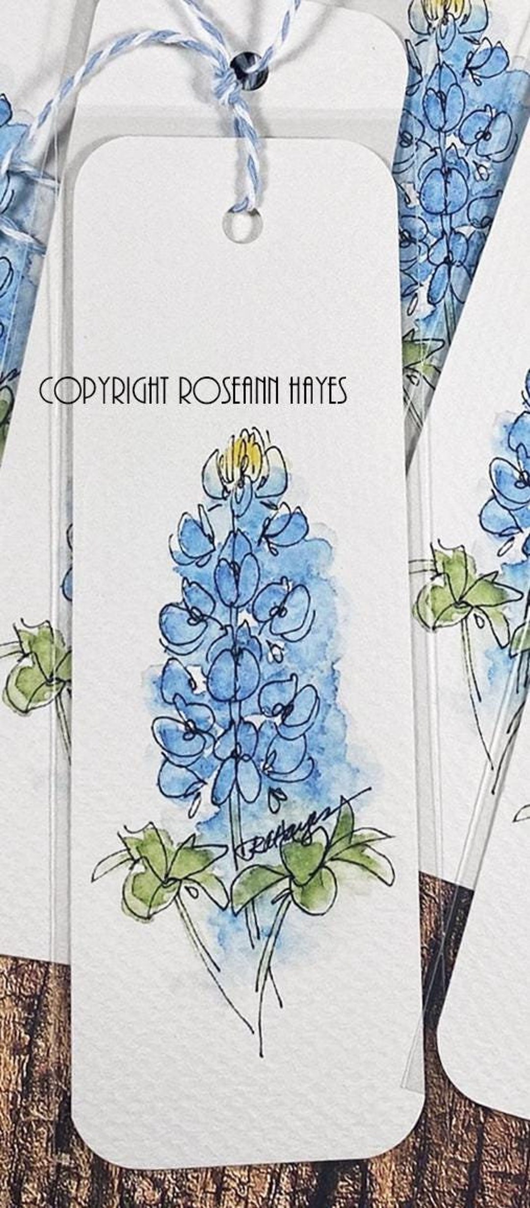 Bluebonnet Bookmarks Set of Six Watercolor Wildflowers - Etsy