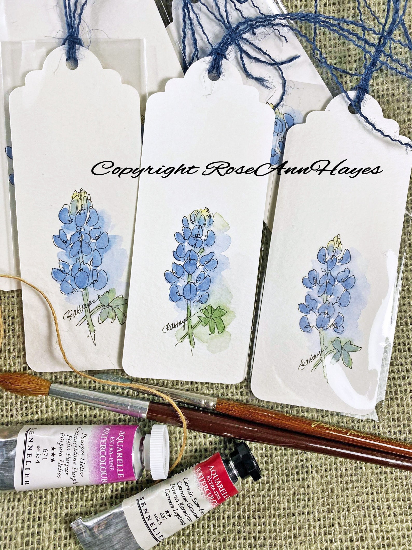 Bluebonnet Bookmarks Set of Six Watercolor Hand-painted - Etsy