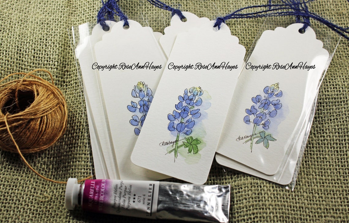Bluebonnet Bookmarks Set of Six Watercolor Hand-painted - Etsy