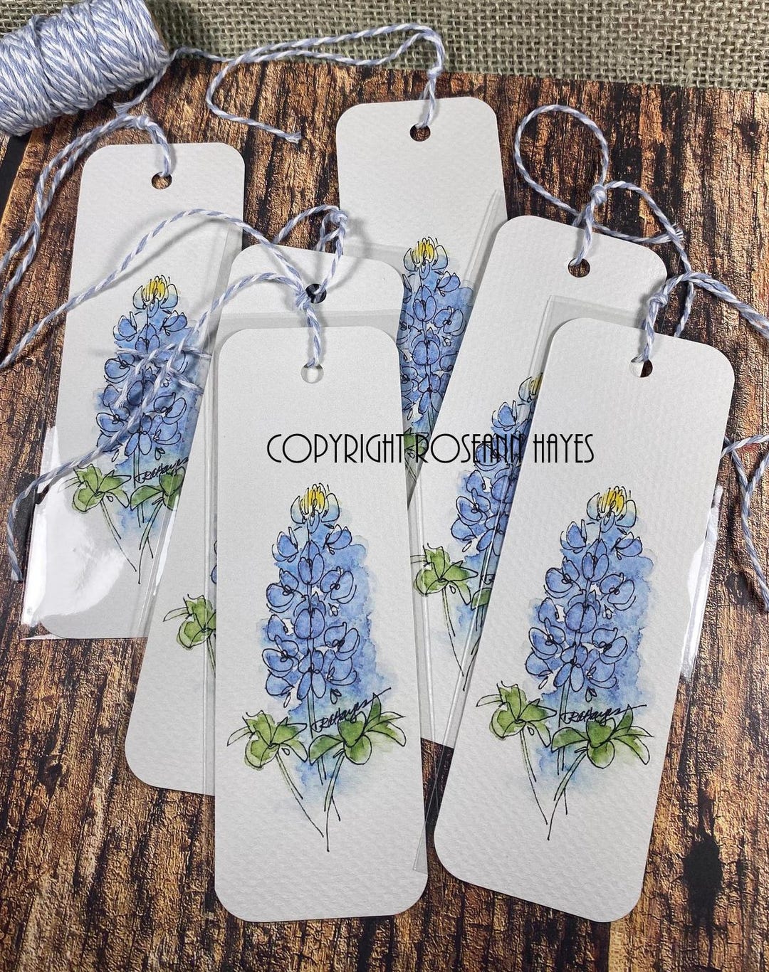 Bluebonnet Bookmarks Set of Six Watercolor Wildflowers, Texas, Gift for ...