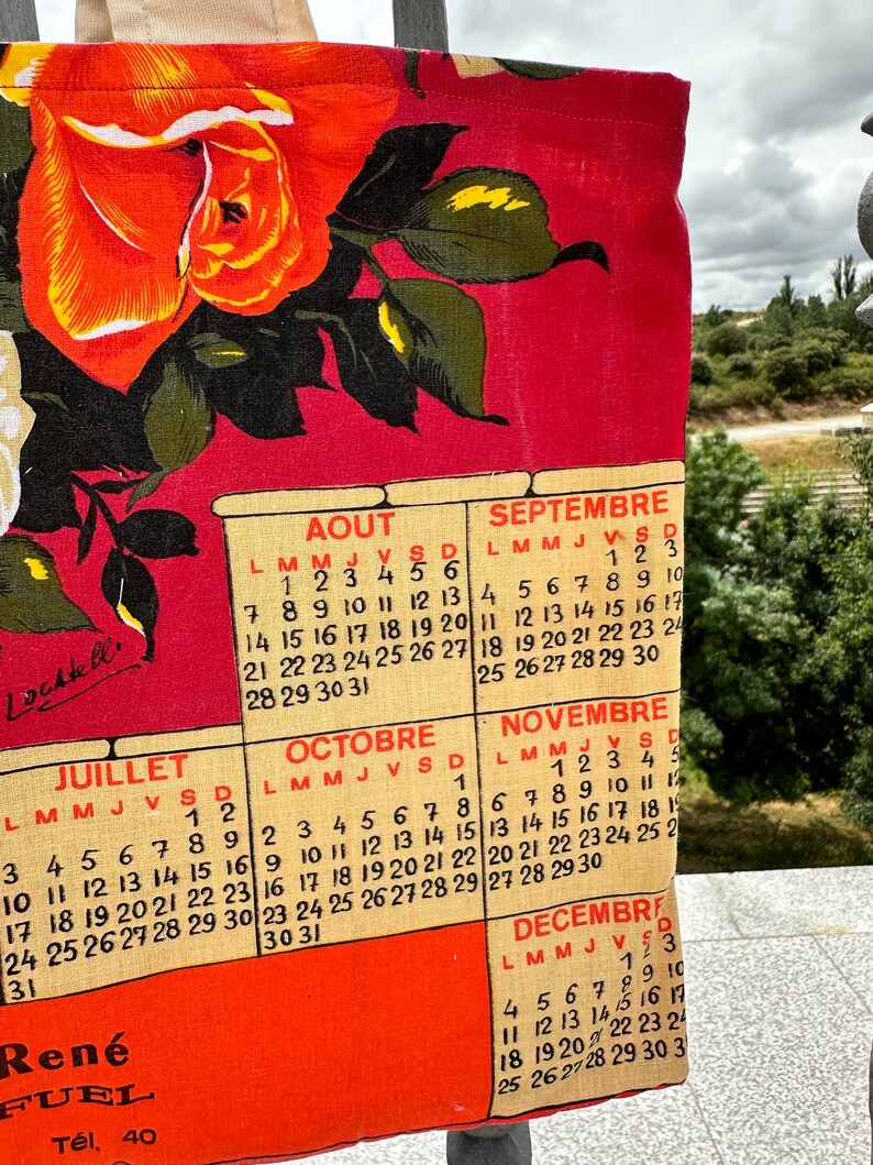 Vintage 1972 Calendar Tote Bag, Original Gift Idea. Unique Wall Decor ...