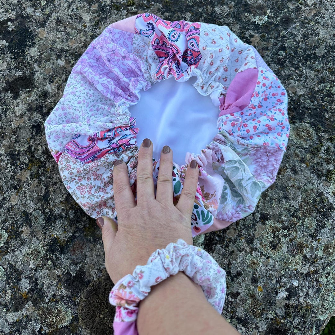 Silk Bonnet Inside and Pink Patches Outside / Unique and Exclusive Gift ...