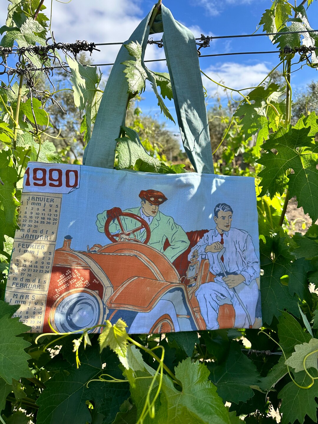 Vintage 1990 Calendar Tote Bag, Original Gift Idea. Unique Wall Decor ...