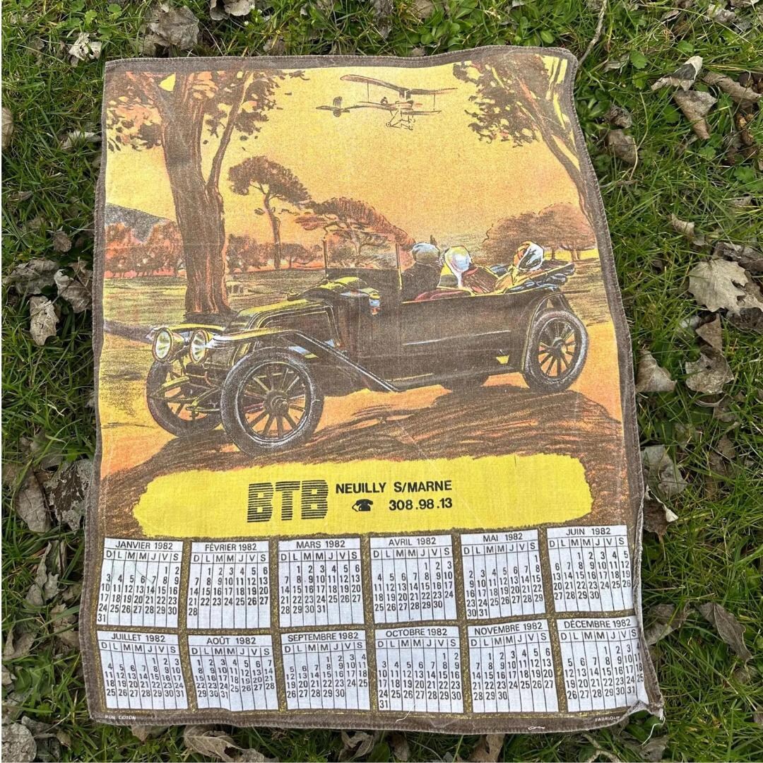 1982 Fabric Wall Calendar | Classic Car and Vintage Airplane | Retro ...