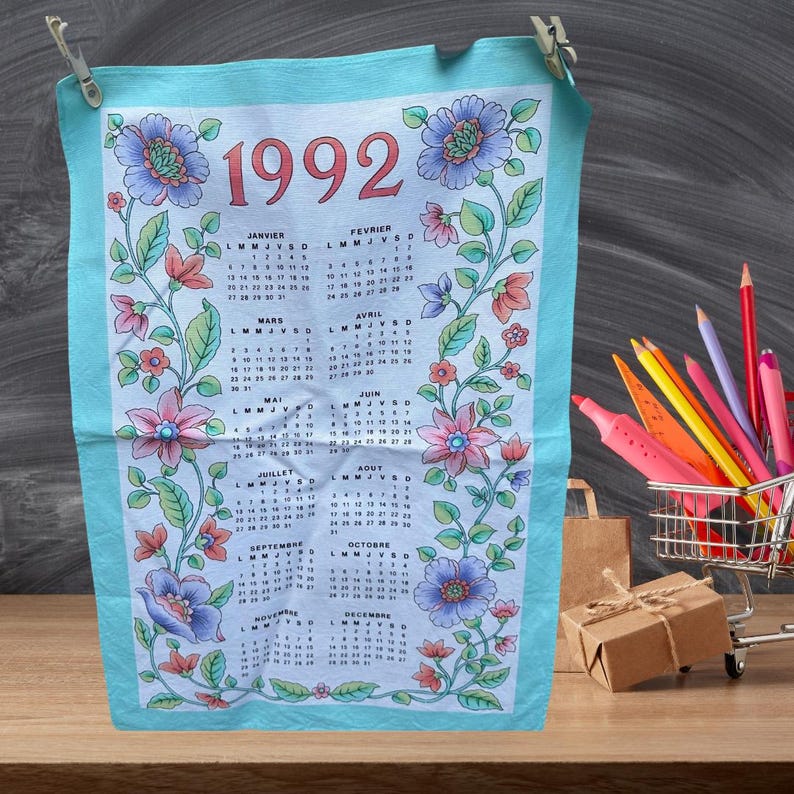 Vintage Deadstock Calendar From the Years 2000 and 2005. Tea Towel ...