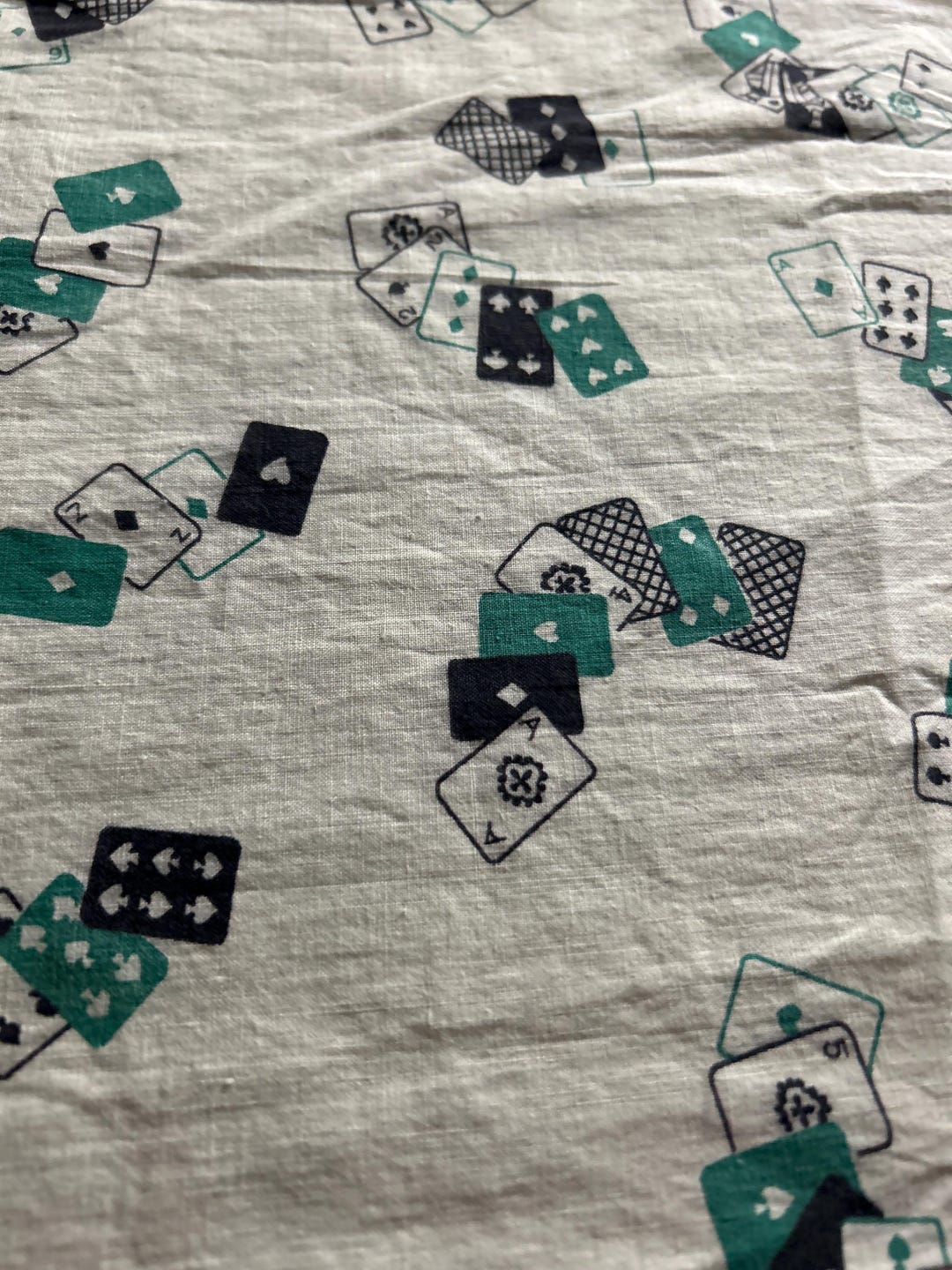 Four Yards Fabric Playing Cards Design Green Black Cotton Great for ...