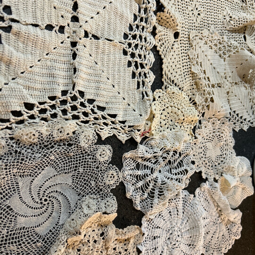 Cutter Lot of 12 Crochet Doilies Hand Crocheted Handmade Various Sizes ...