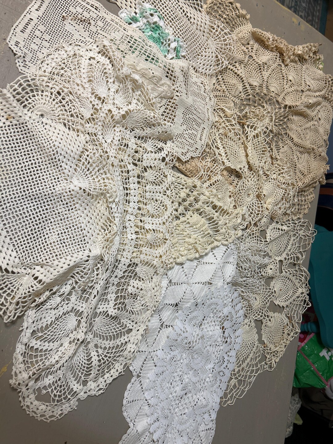 Cutter Lot of 9 Crochet Pieces. All Have Issues Great for Repurpose ...