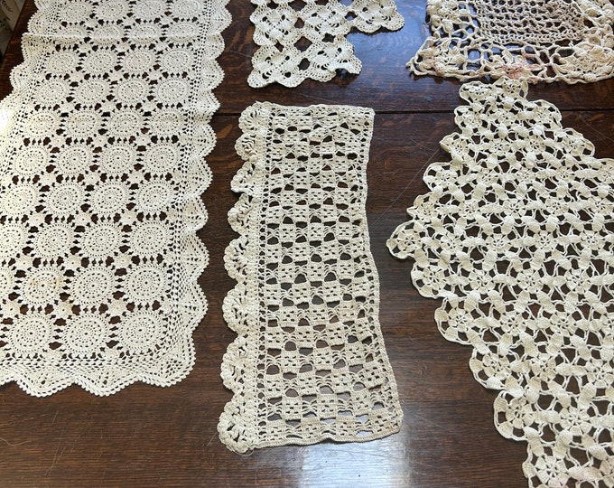 Cutter Bundle Five Hand Crocheted Runners Various Sizes and Patterns in ...
