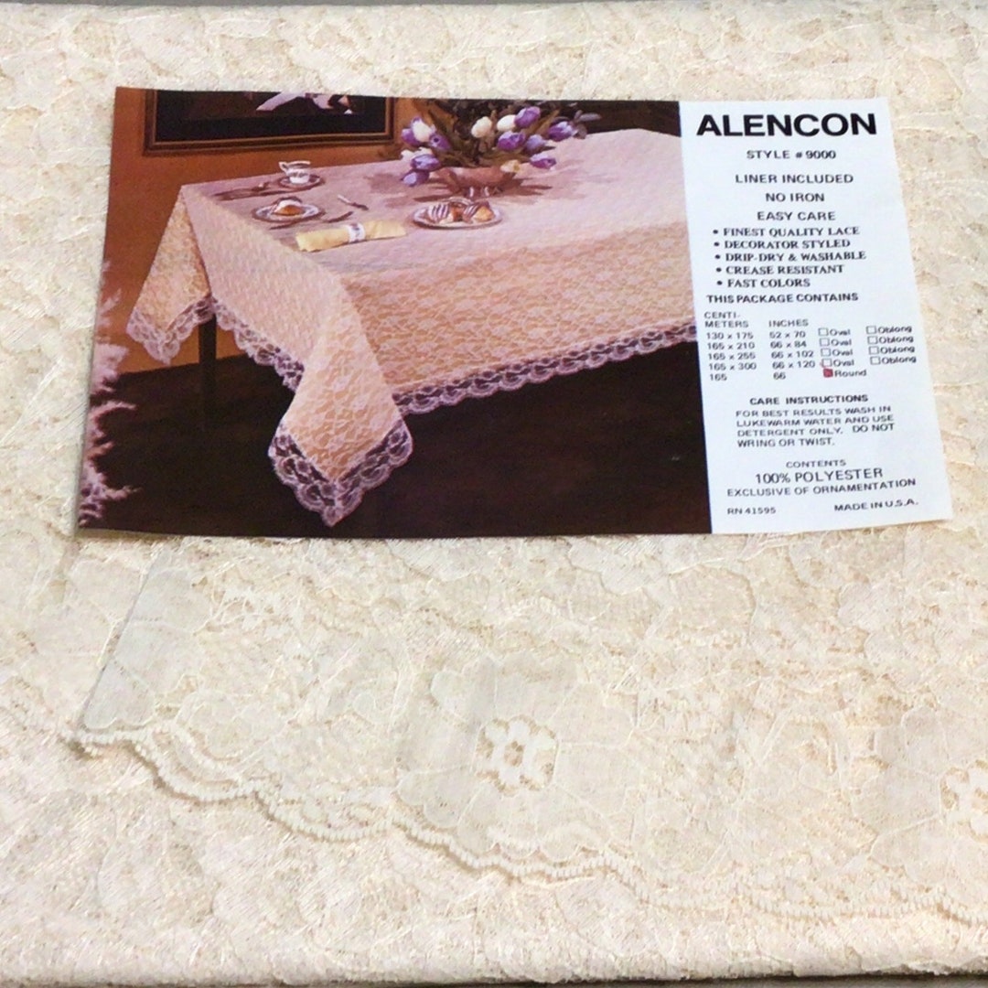 Alencon Lace Tablecloth New Old Stock in Package Round 62 Diameter With ...