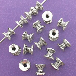 Double Sided Bead Caps for Large Beads, Antique Silver Plated Metal ...