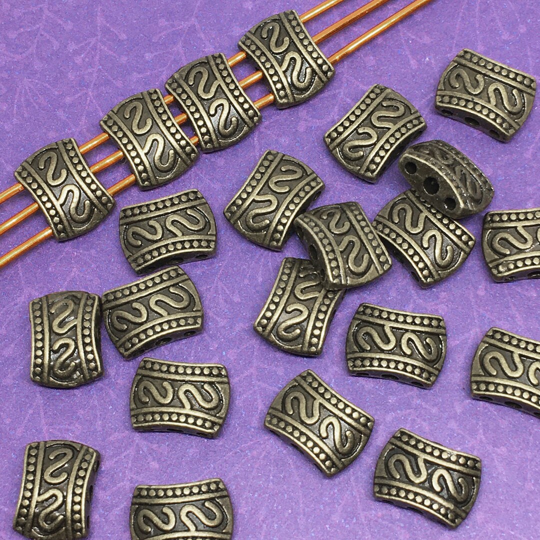 Flat 3-hole Spacer Beads (metal NOT Plastic), Antique Bronze, Bali ...