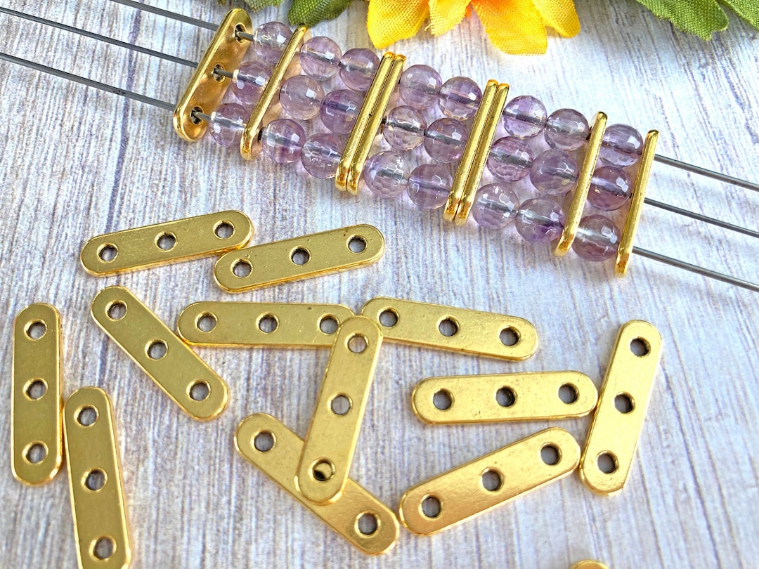 3 Hole Spacer Bars, Antique Gold Plated With Smooth Rounded Edges ...
