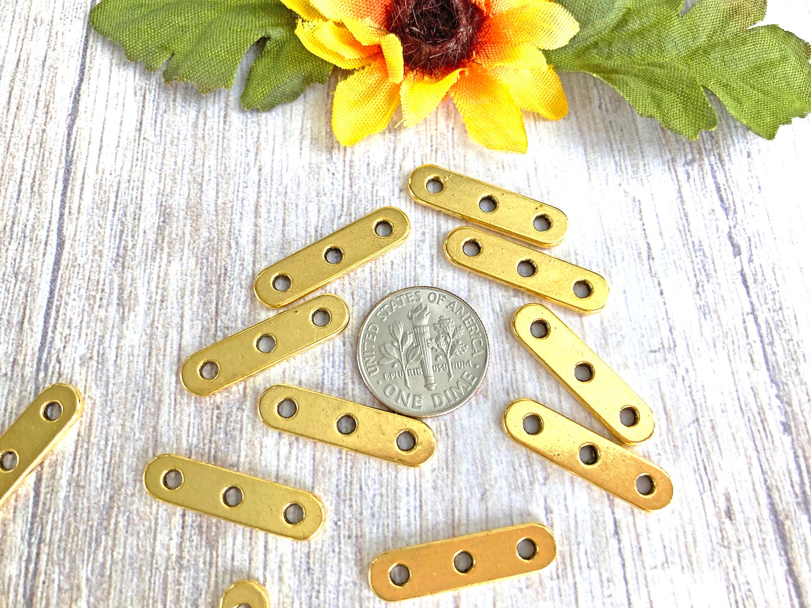 Antique Gold Plated 3 Hole Spacer Bar, 24mm Metal Connector 101F - Etsy