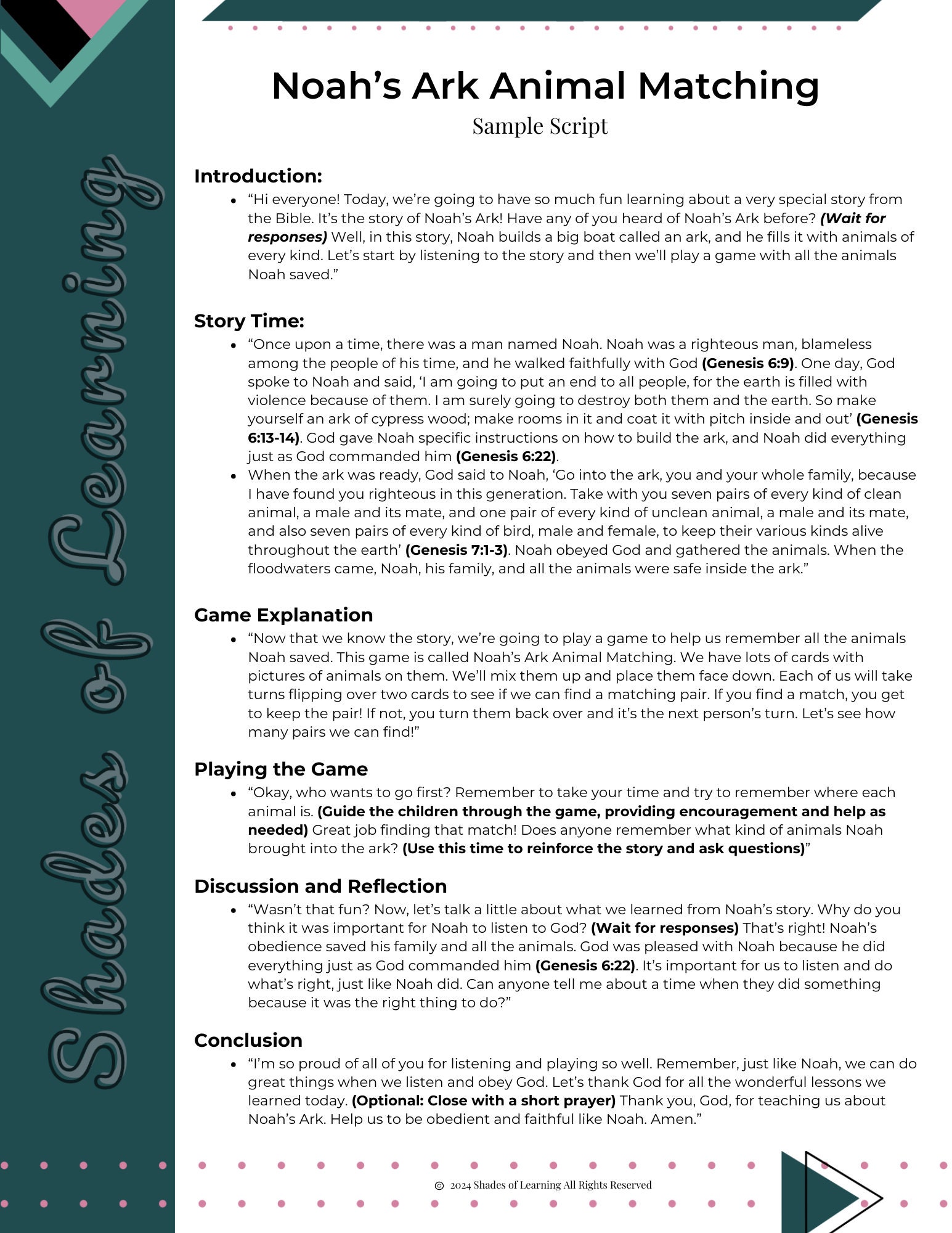 Noah's Ark Activity: Animal Matching| Biblical Learning Resource ...