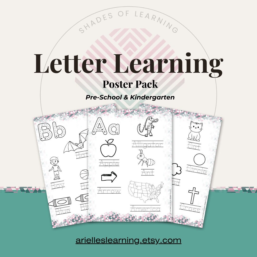 Letter Learning Poster Pack| Preschool Practice| Kindergarten Readiness ...