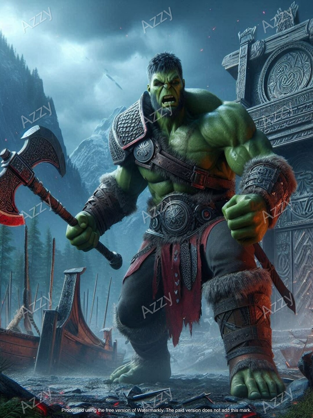 Hulk Viking Digital Artwork - Etsy