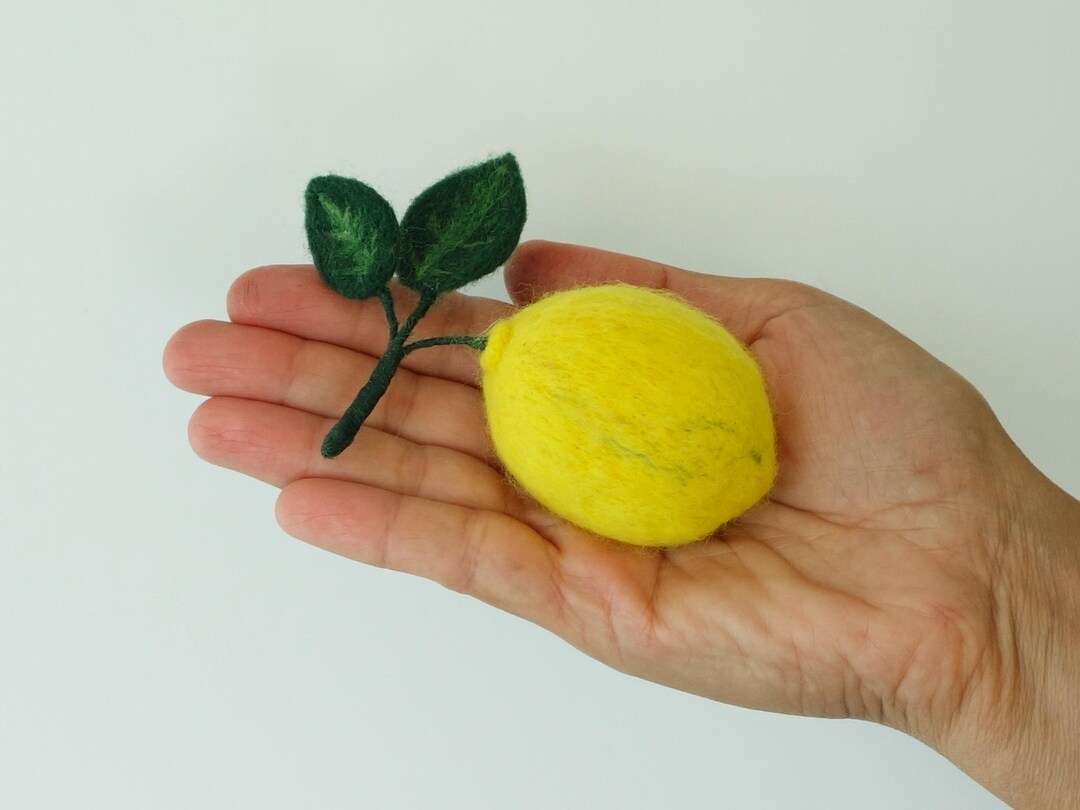 Felt Lemon- Fake Lemon- Play Fruit- Felt Lemon With Stem- Felt Exotic ...