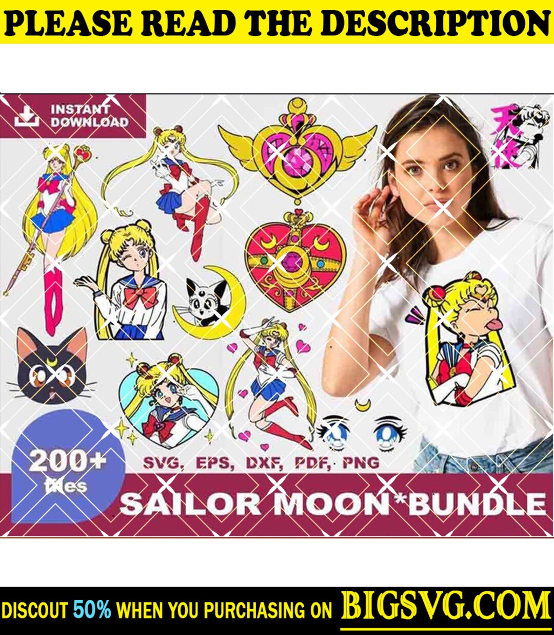 200 Sailor Moon Svg Bundle, Fairy Moon PNG Design Bundle, Sailor Svg ...