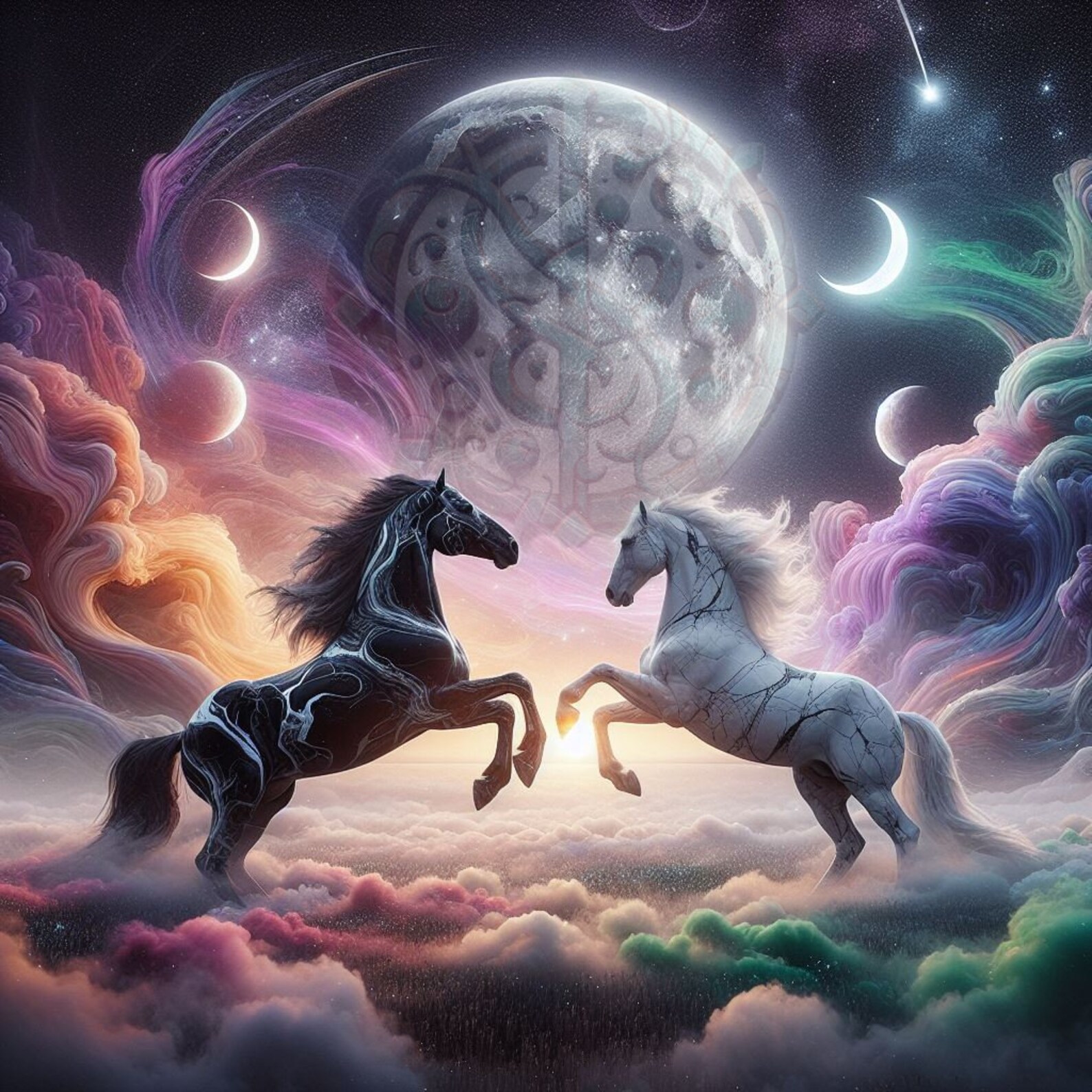 Thunderbolt and Lightning Moonlight Dance, High Resolution Digital ...