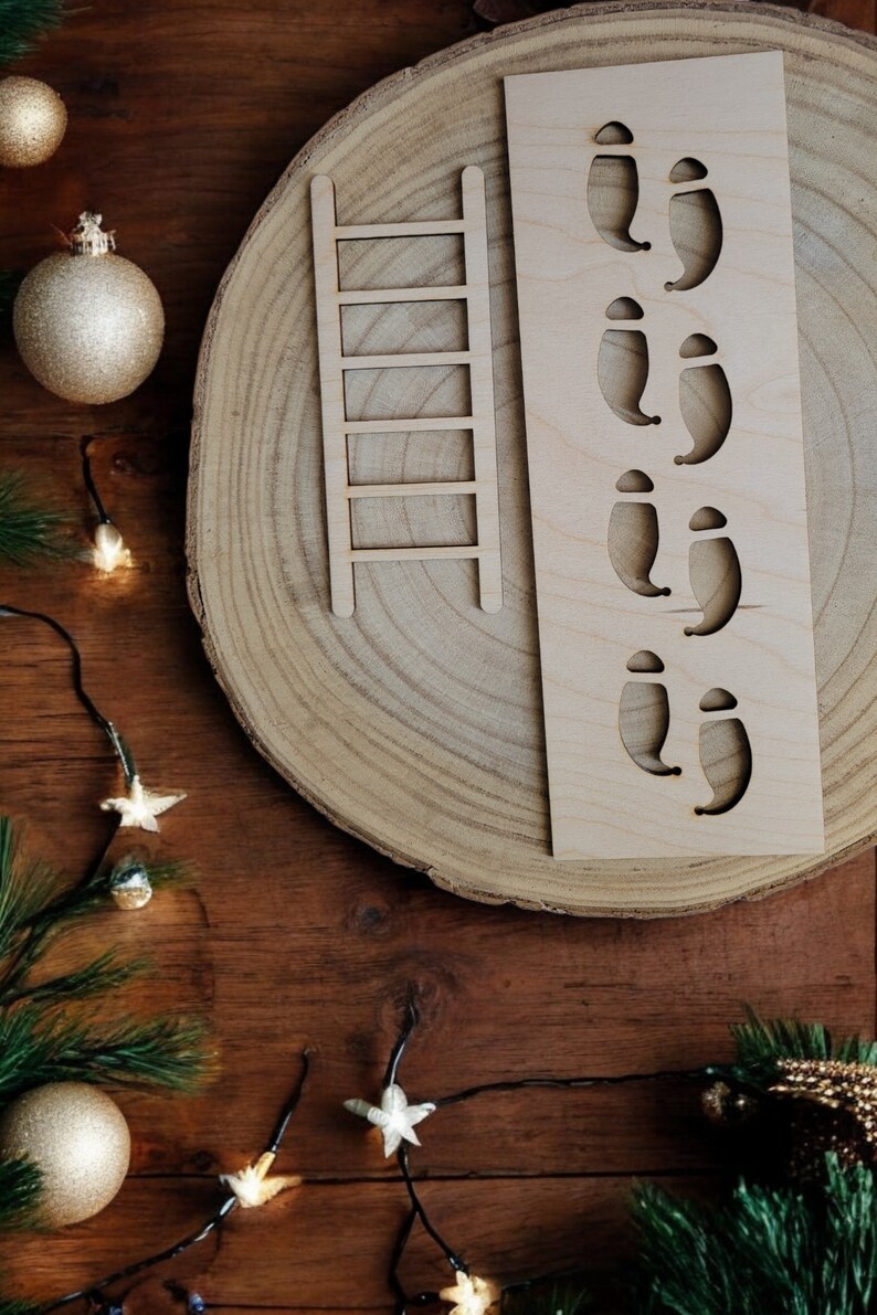 Wooden Elf Tracks Stencil With Ladder - Etsy