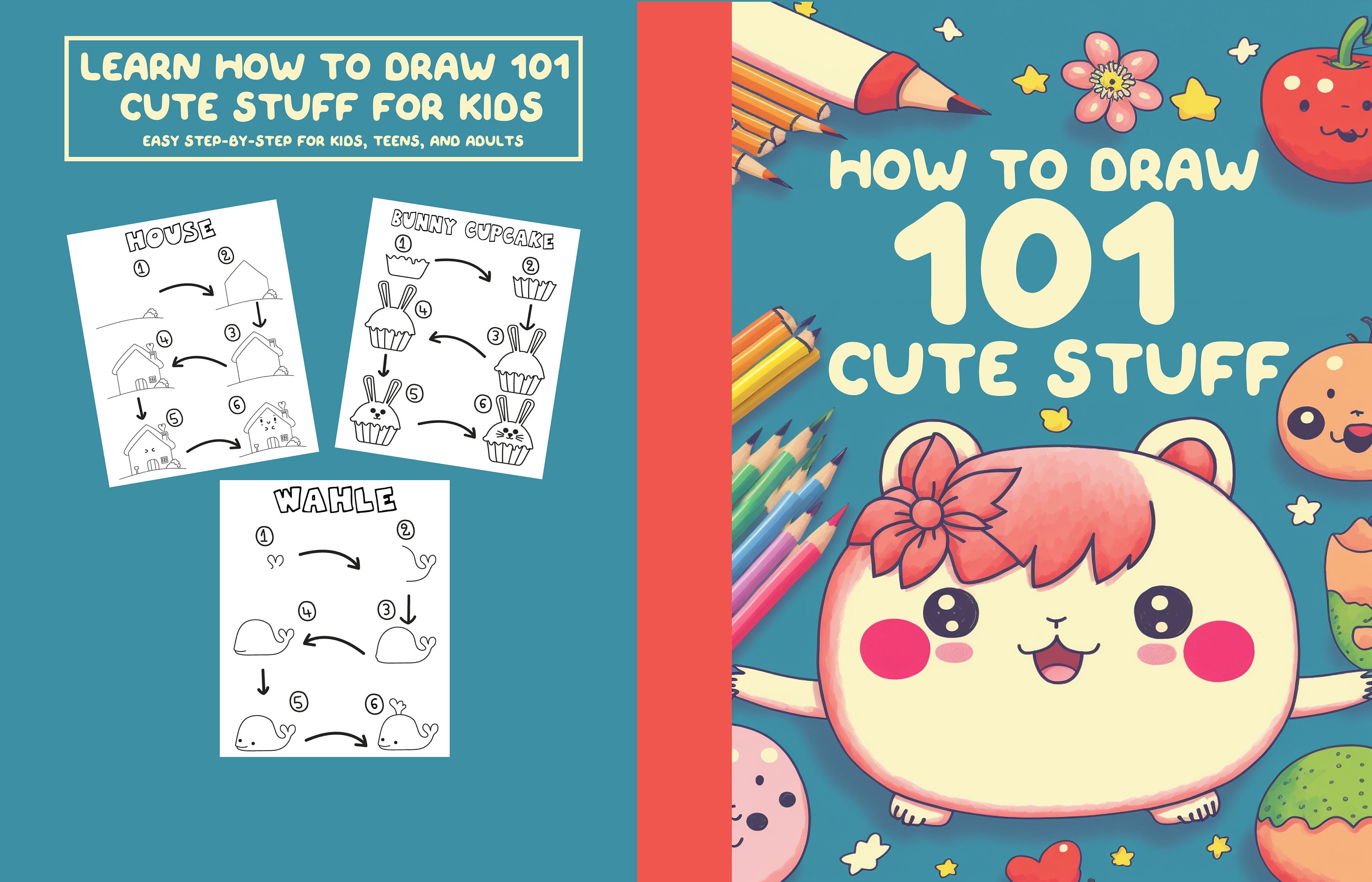 How to Draw 101 Cute Kawaii Stuff Book Step by Step, Learn Drawing for ...