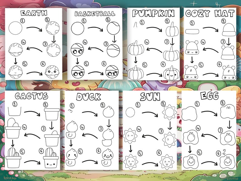 How to Draw 101 Cute Kawaii Stuff Book Step by Step, Learn Drawing for ...