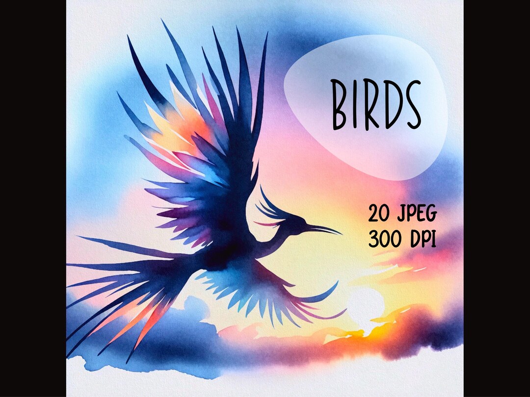Bird Watercolors | 20 JPEG | 300 DPI | 32 MP, 5664 X 5664 Pixel ...